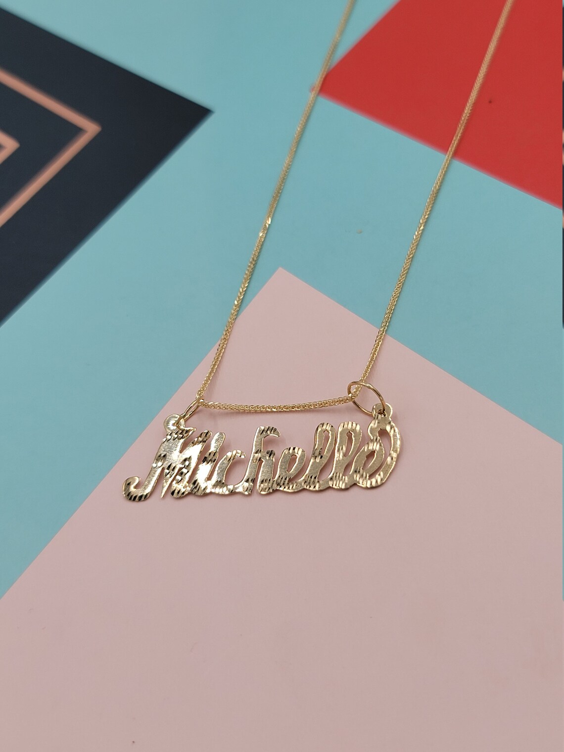 Handmade Solid Gold Custom Name Plate Necklace - Etsy
