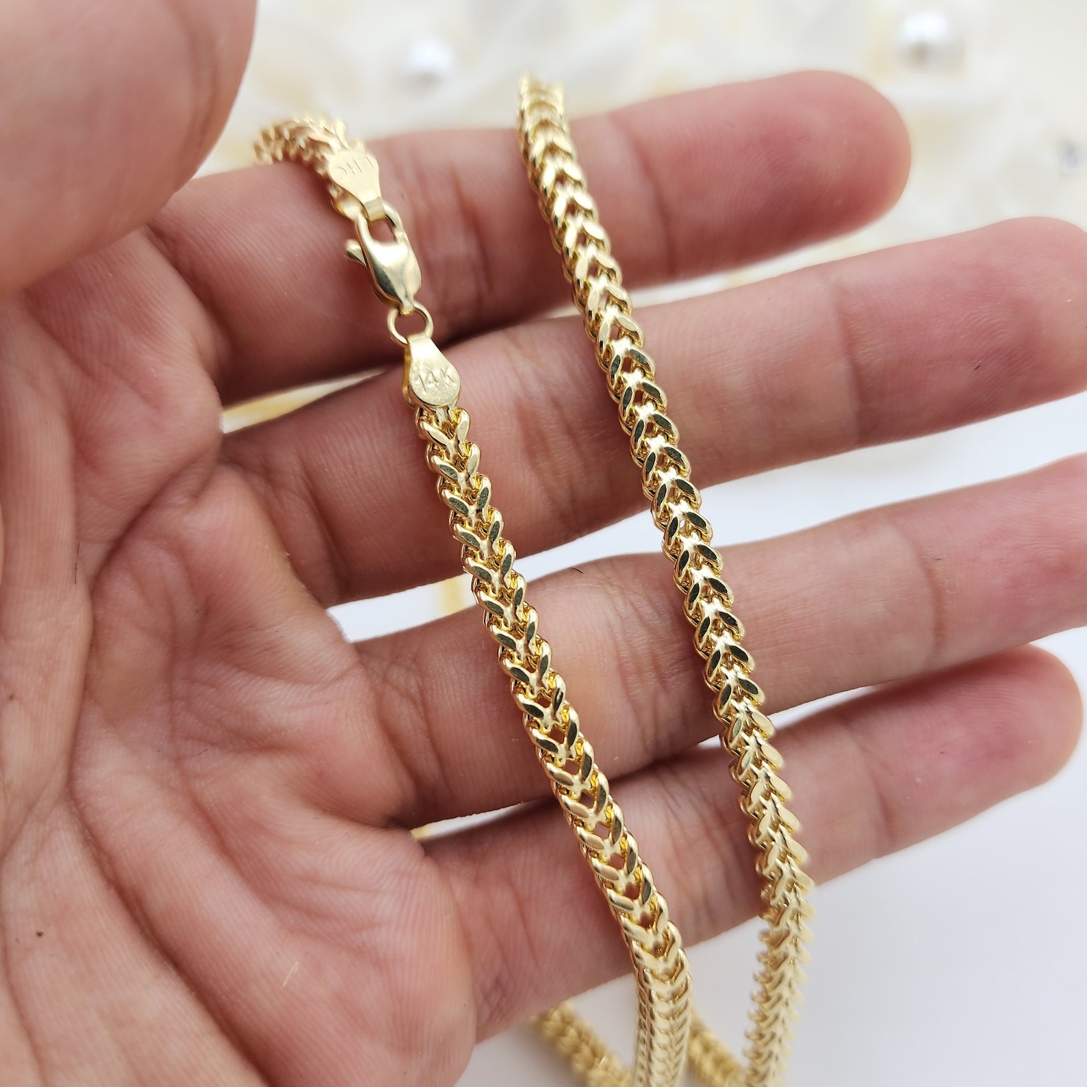 Real 14k Gold 4MM Thick Square Franco Chain 24 Inches - Etsy