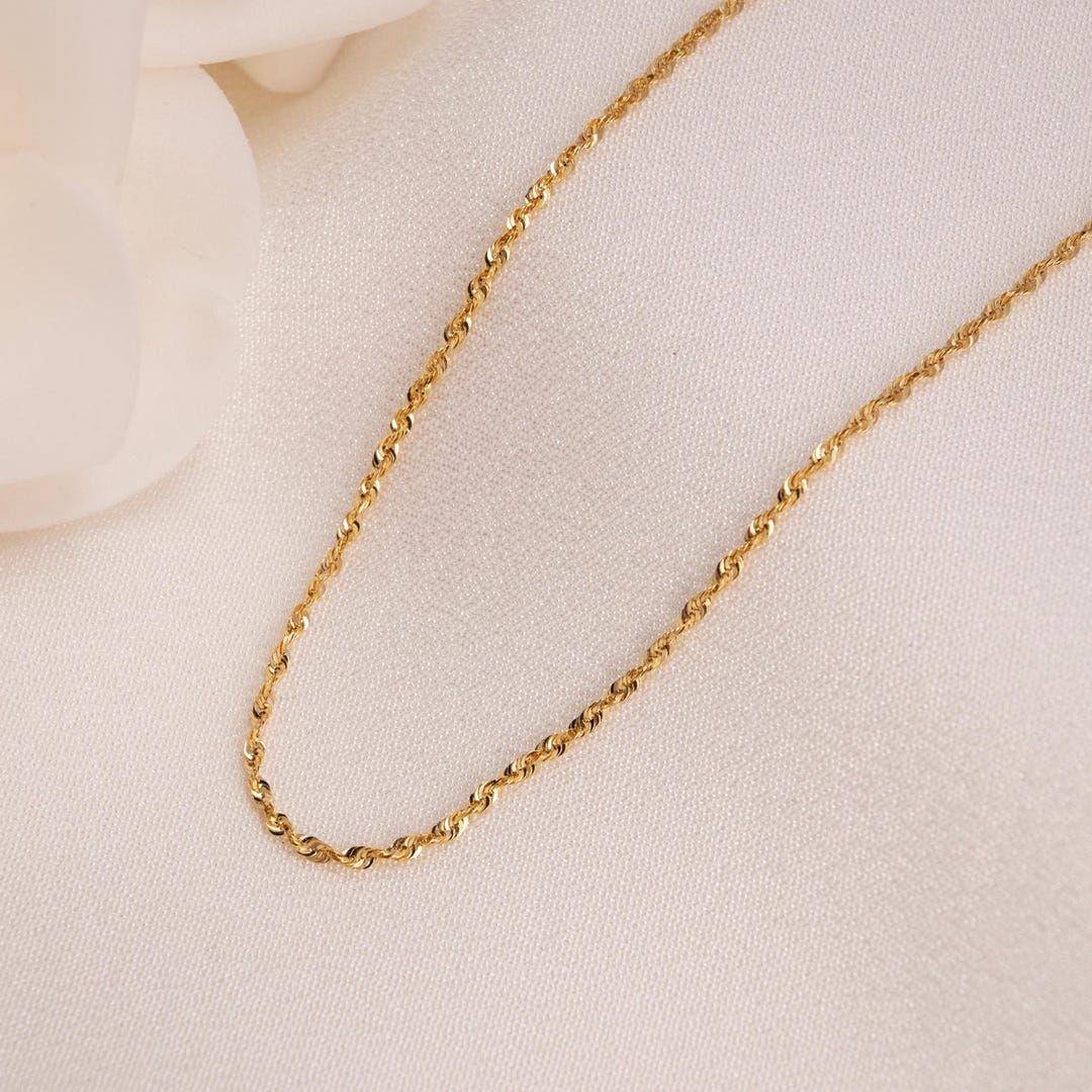 Solid 14k Gold Shiny Rope Chains - 1.5mm, 1.9mm, 2.3mm, 2.8mm, 4mm - 16 ...