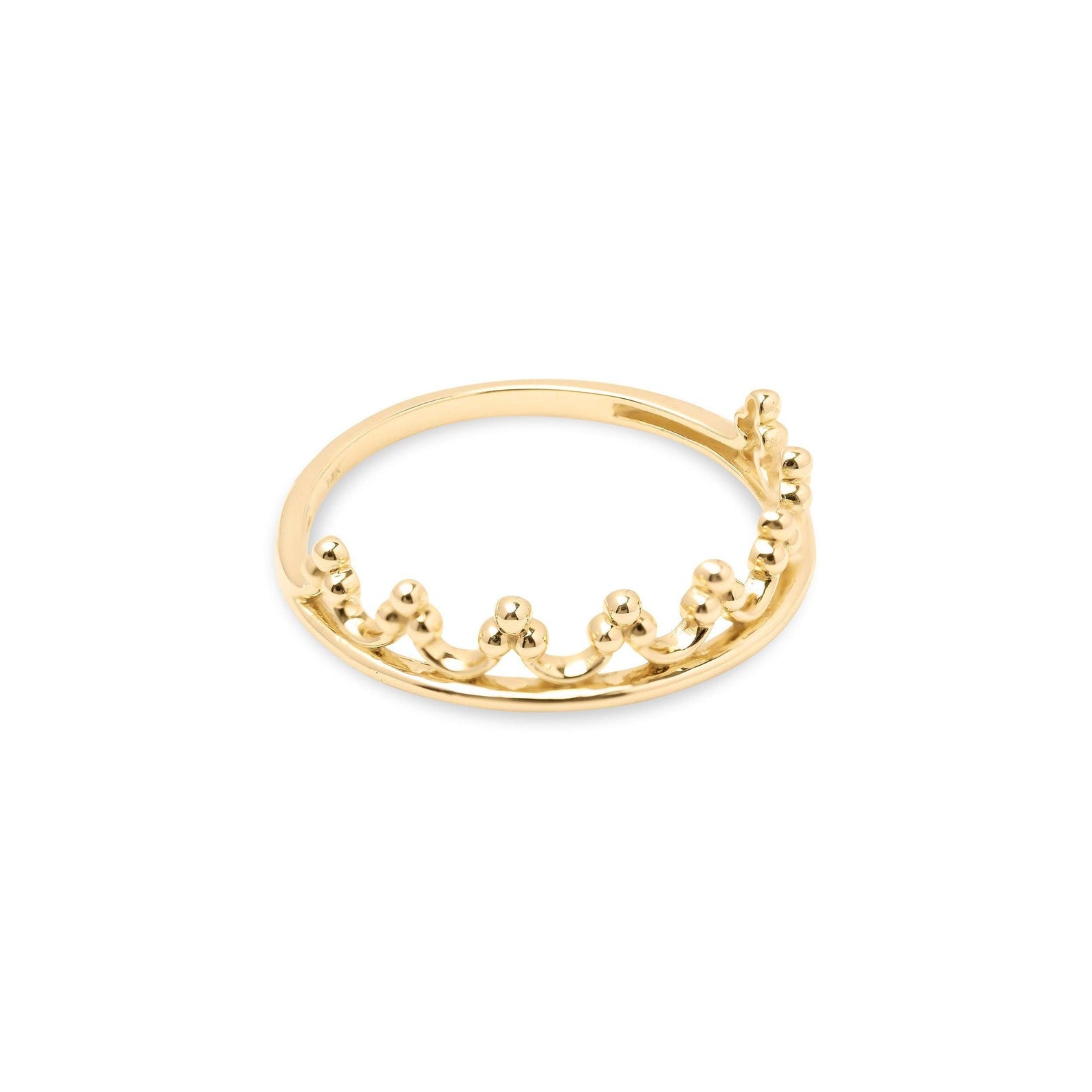 Solid 14k Gold Crown Ring - Dainty Crown Band - Fancy & Modern ...
