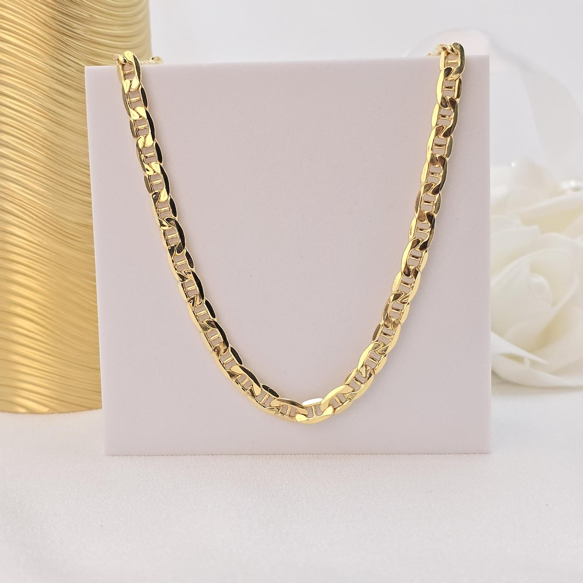 REAL 14k Gold 6.2mm Thick Mariner Chain - Perfect Gift - Fine & Elegant ...