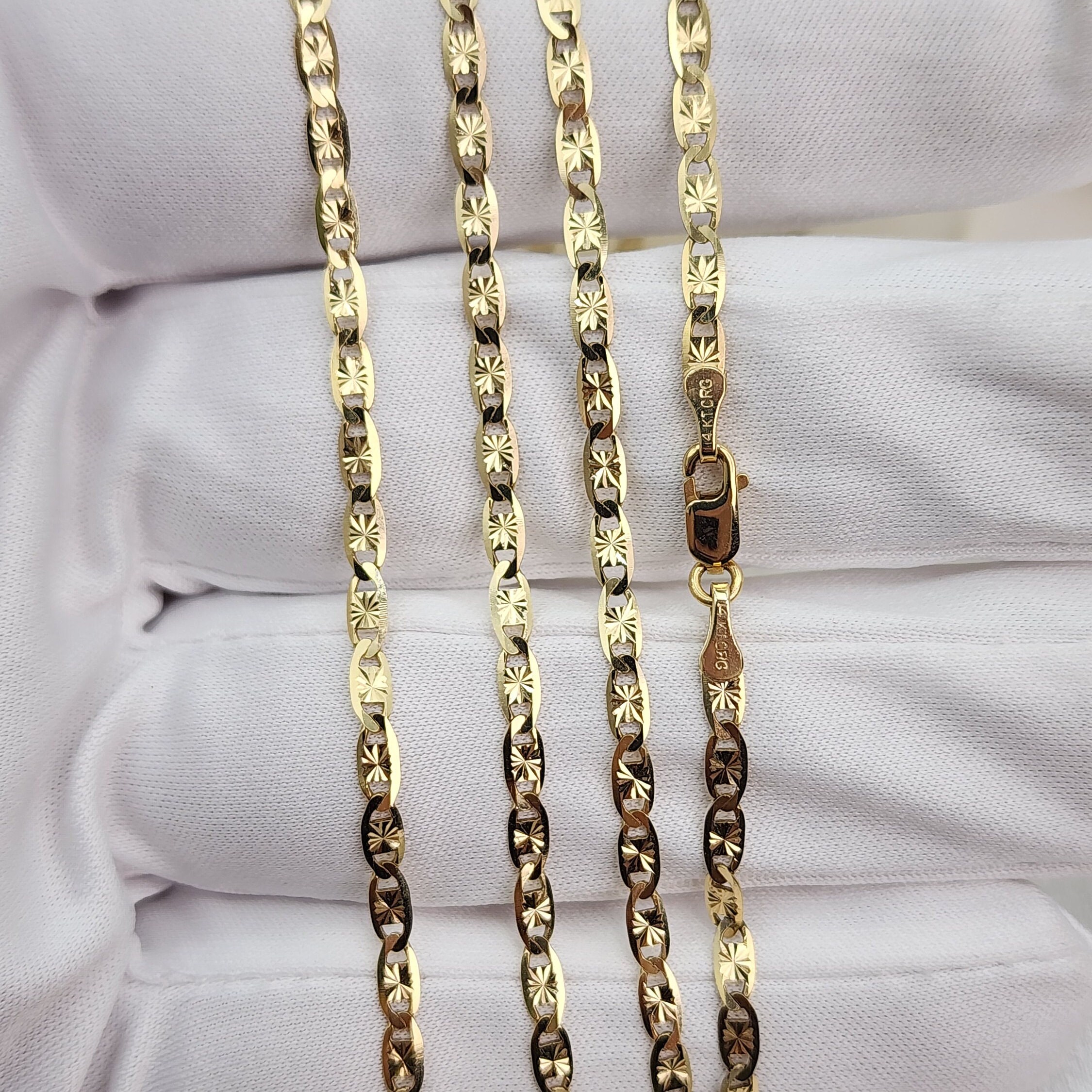 Solid 14k Gold Plain Yellow Valentino Chains - Unisex - for Her/for Him ...
