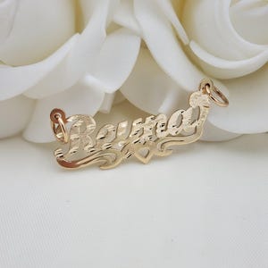 Solid 14K Gold Personalized Heart Nameplate - Custom Real Gold Diamond ...