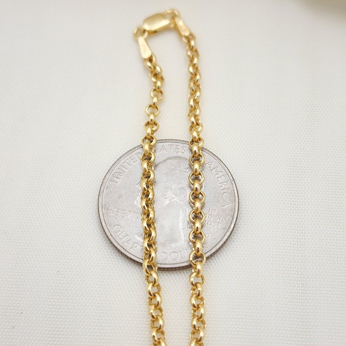 14k Yellow Gold Rolo Bracelet - Made in Italy - 7.5 Inches - 3MM - for ...