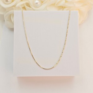Solid 14k Gold Box Chain - 1MM Thick - Shiny Chains - Unisex - Dainty ...