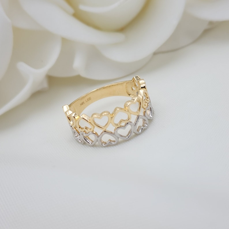 14k Gold Double Hearts Band Ring - for Her -perfect Gift - Etsy