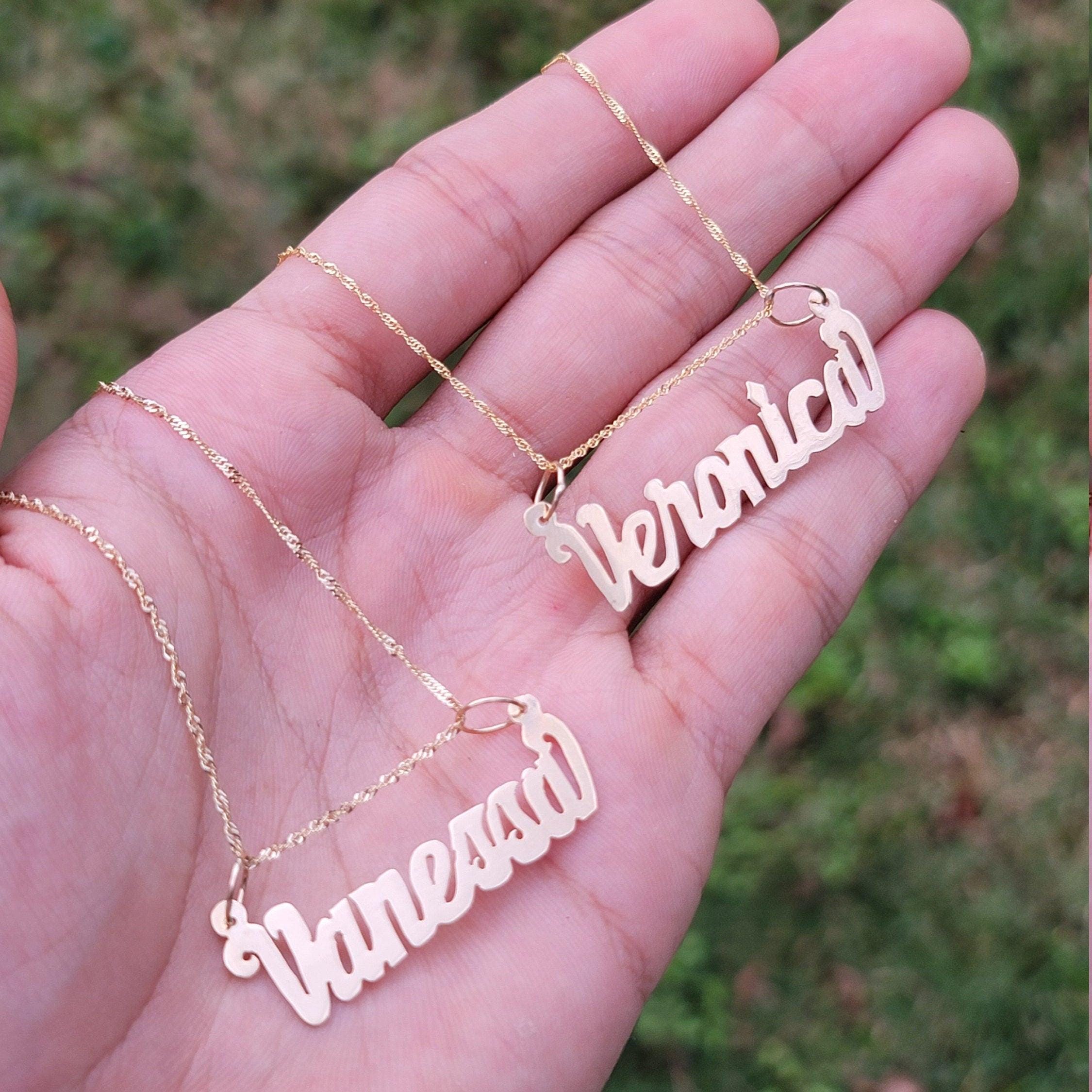 Handmade Solid 14k Gold Name Plates Pendants - Big Plates - Solid 14k ...