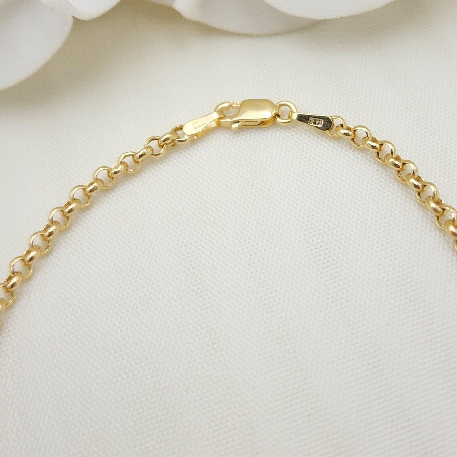 14k Yellow Gold Rolo Bracelet - Made in Italy - 7.5 Inches - 3MM - for ...