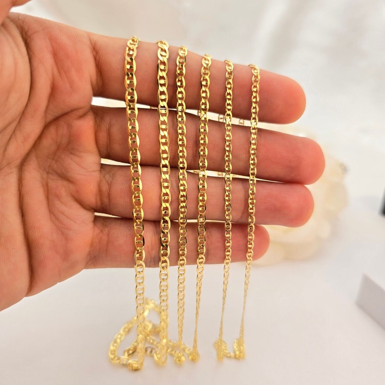 Solid 14k Gold Concave Mariner Chains - Unisex - Shiny & Everlasting ...