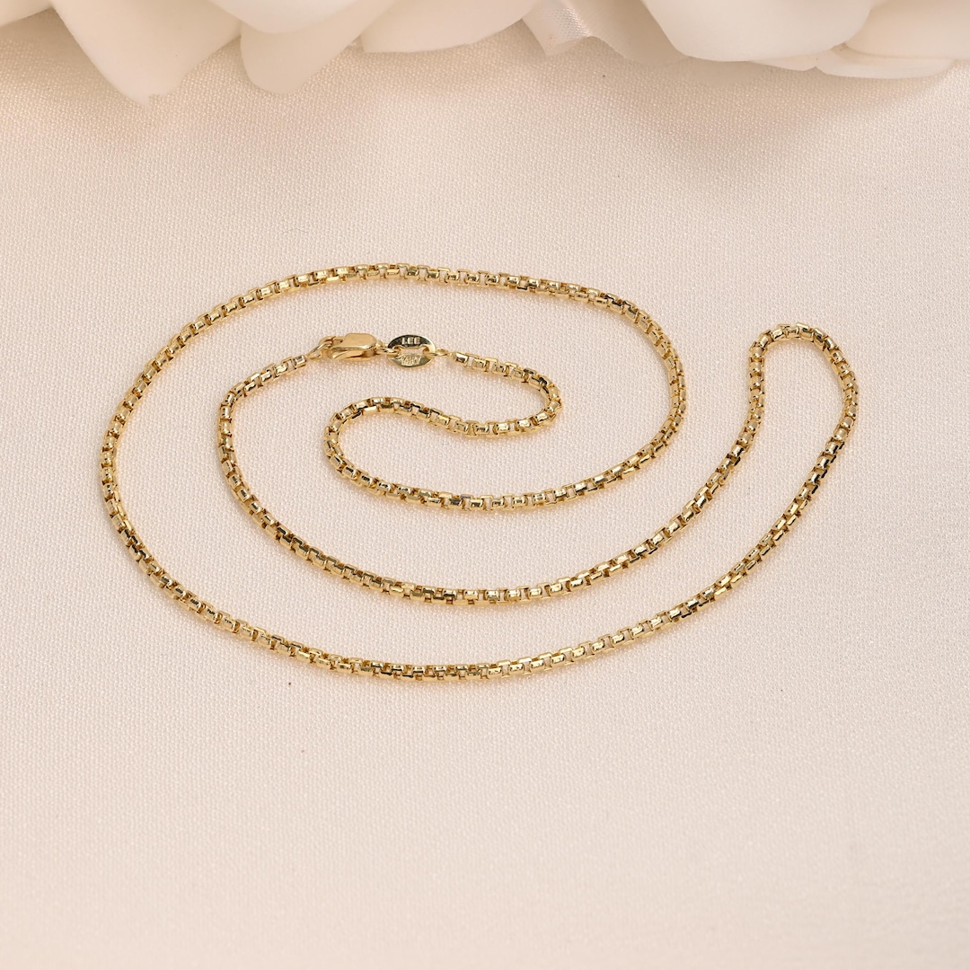 Solid 14k Gold Round Box Chain - 1.8MM & 2.8MM - Solid Link - Fine and ...