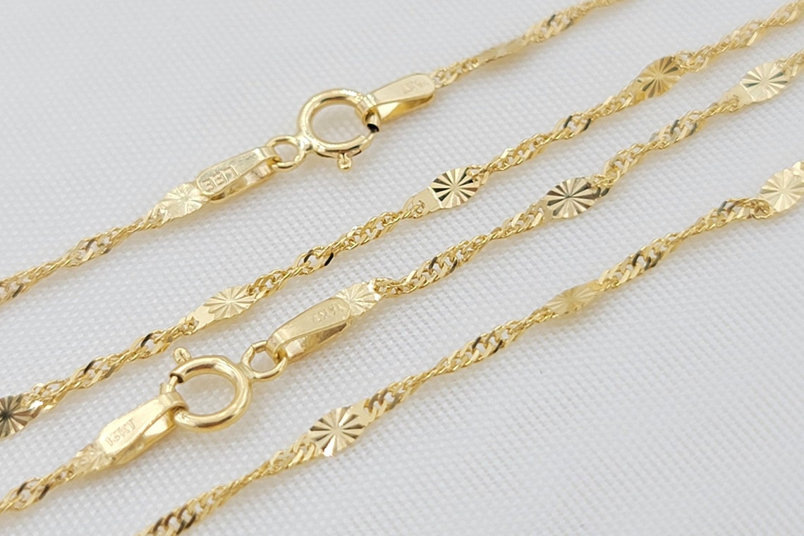 Solid 14k Gold Mirror Diamond Cut Chain for Girls and Women - Etsy