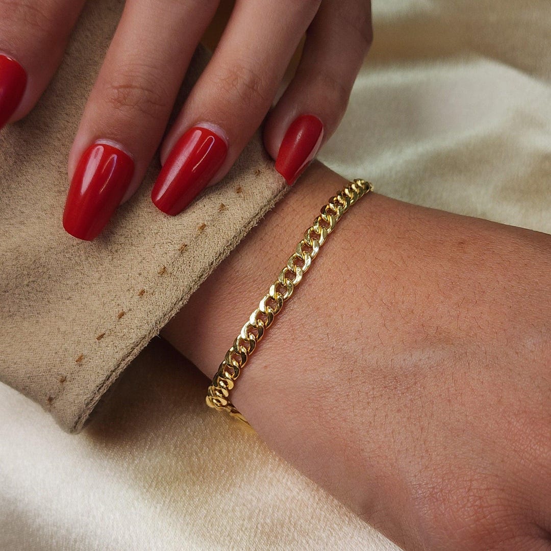 Real 14k Gold Cuban Link Bracelet - Cuban Link - 4.5MM - Perfect Gift ...