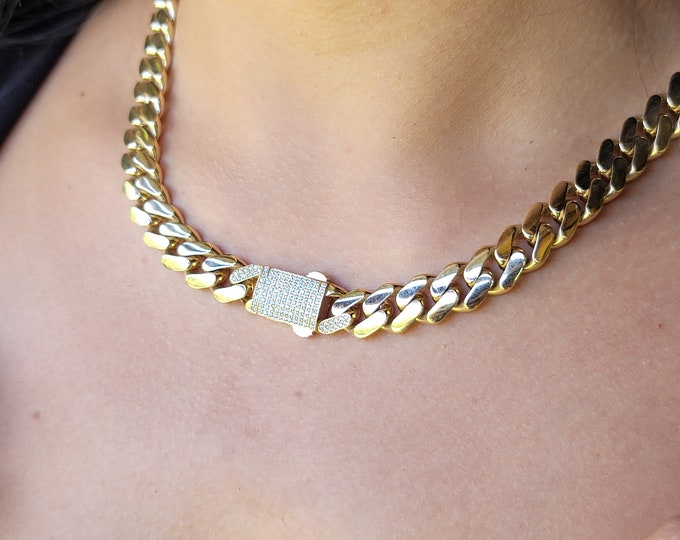 Real 14k Gold Monaco Chain 18 Inches 11mm Hollow - Etsy