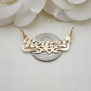 Solid 14K Gold Personalized Heart Nameplate - Custom Real Gold Diamond ...