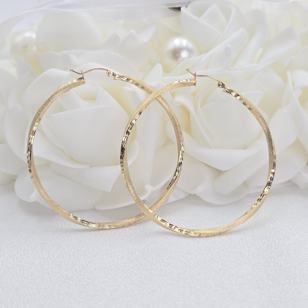 Large 14k Gold Hoop Earrings - 54MM - 2.5MM Thick - Perfect Gift for ...