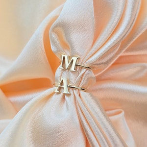 Solid 14k Gold Bold Initial Rings Polished Initials Genuine Gold ...