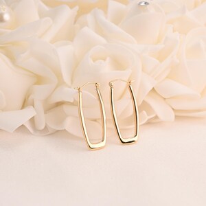 Beautiful 14k Gold Polished Rectangle Earrings - Modern & Lightweight ...