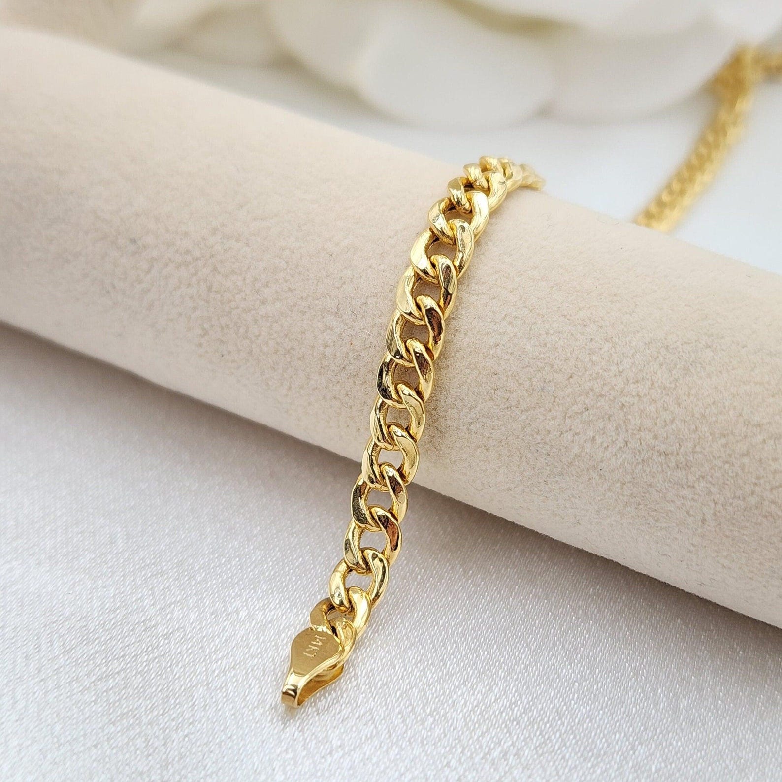 Real 14k Gold Cuban Link Bracelet - Cuban Link - 4.5MM - Perfect Gift ...