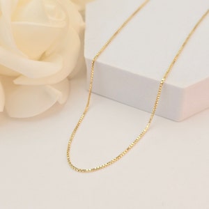 Solid 14k Gold Box Chain - 1MM Thick - Shiny Chains - Unisex - Dainty ...