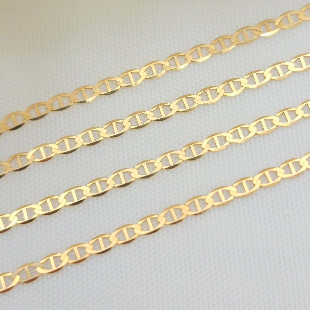 Solid 14k Gold 2MM Mariner Link Chain - 16" to 24" - Anchor Link - Fine ...
