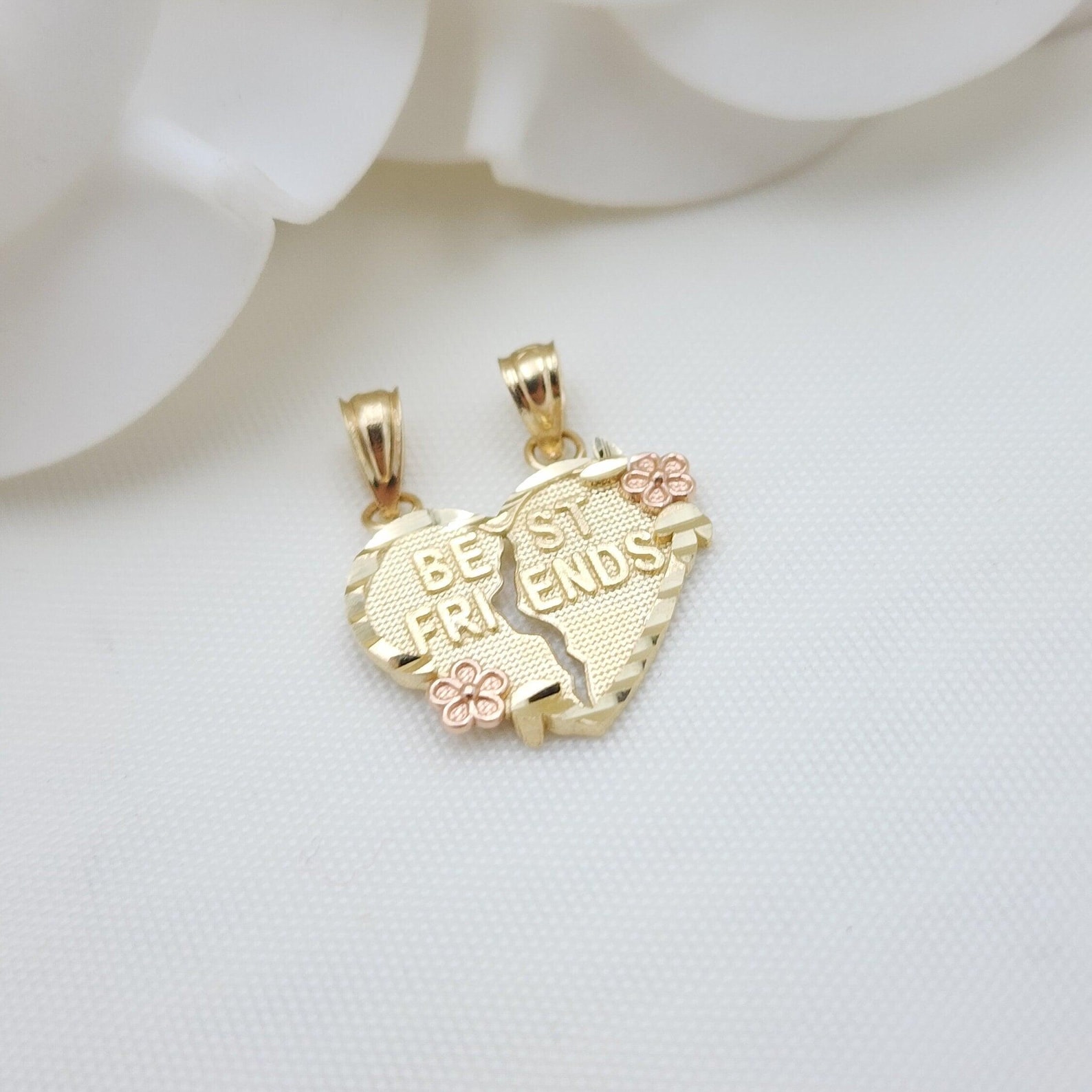 Solid 14k Gold Best Friends Breakable Heart Pendant - Fine Jewelry ...