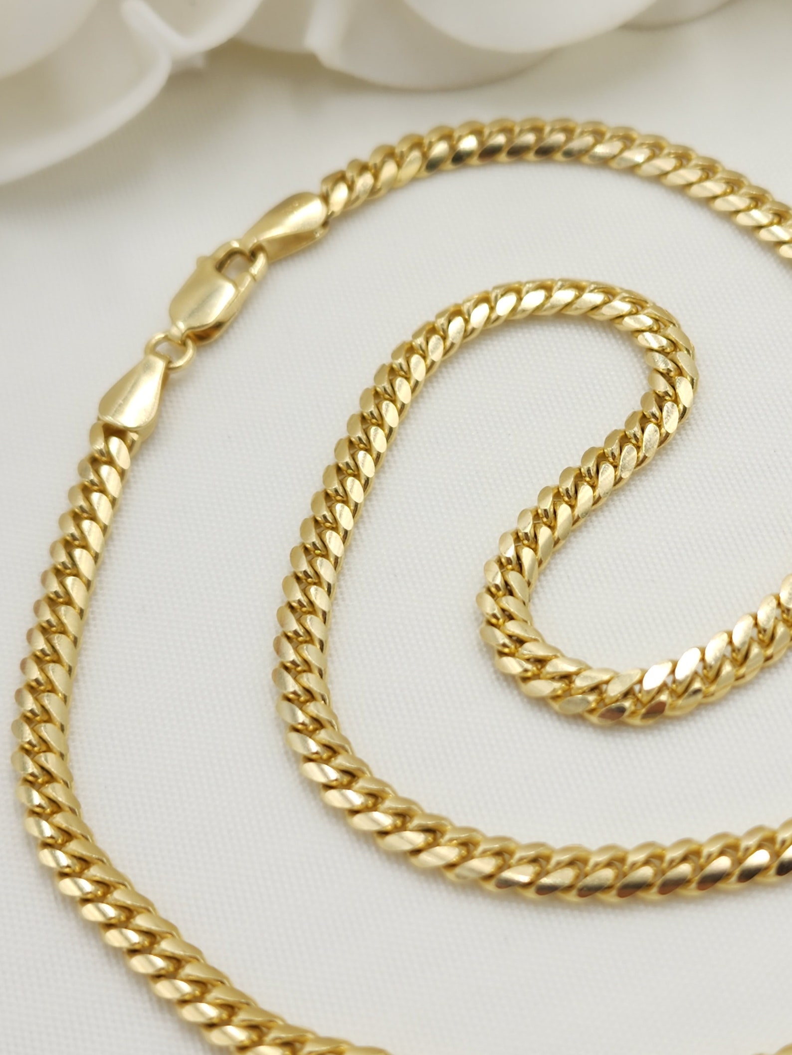 Solid 14k Gold 4mm Miami Cuban Chain 22 Inches Fine - Etsy