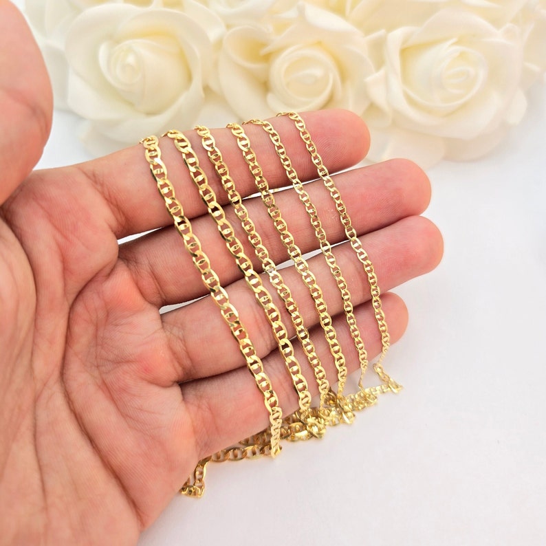 Solid 14k Gold Concave Mariner Chains - Unisex - Shiny & Everlasting ...