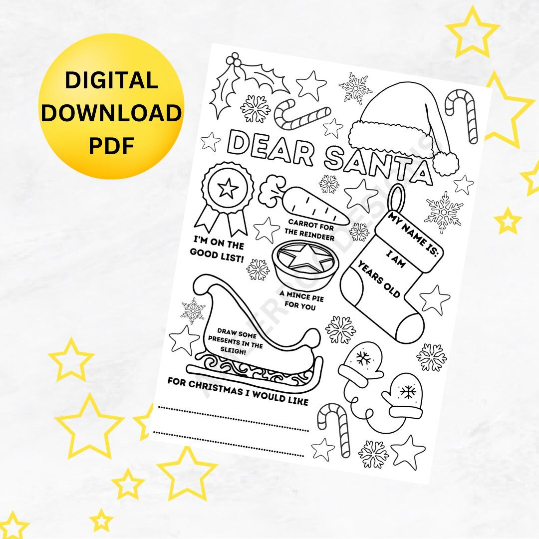 Letter to Santa, Printable Colouring Sheet Letter to Santa, Dear Santa ...