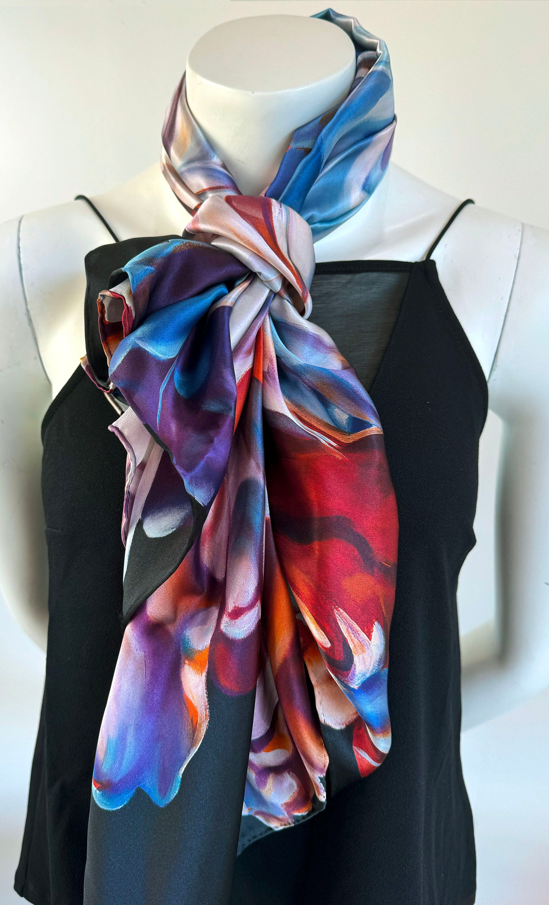 UNTAMED 100% Silk Satin Scarf Hand Rolled Hem Size - Etsy