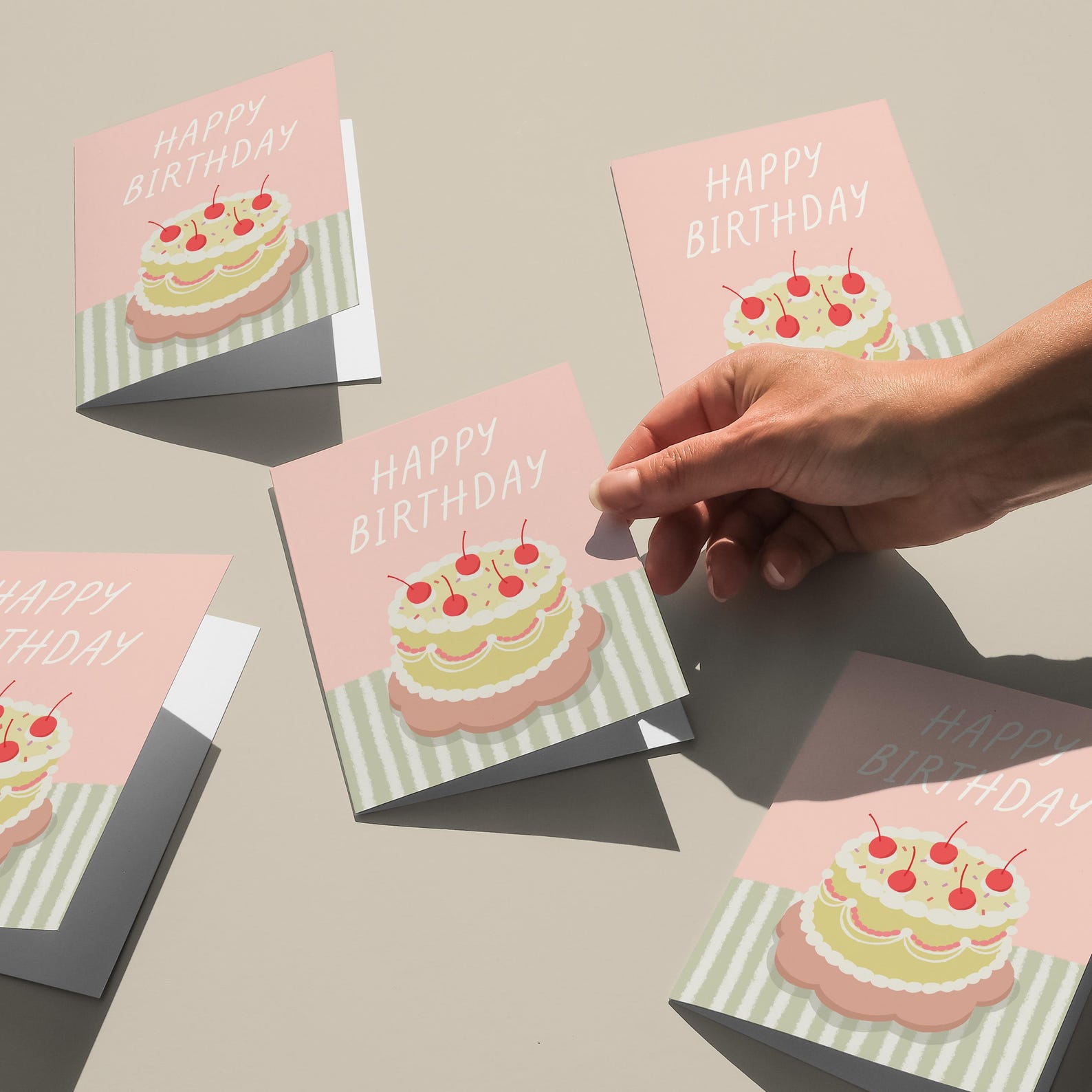 Cherry Cake Birthday Card - Handmade Greeting Card for Friends and ...