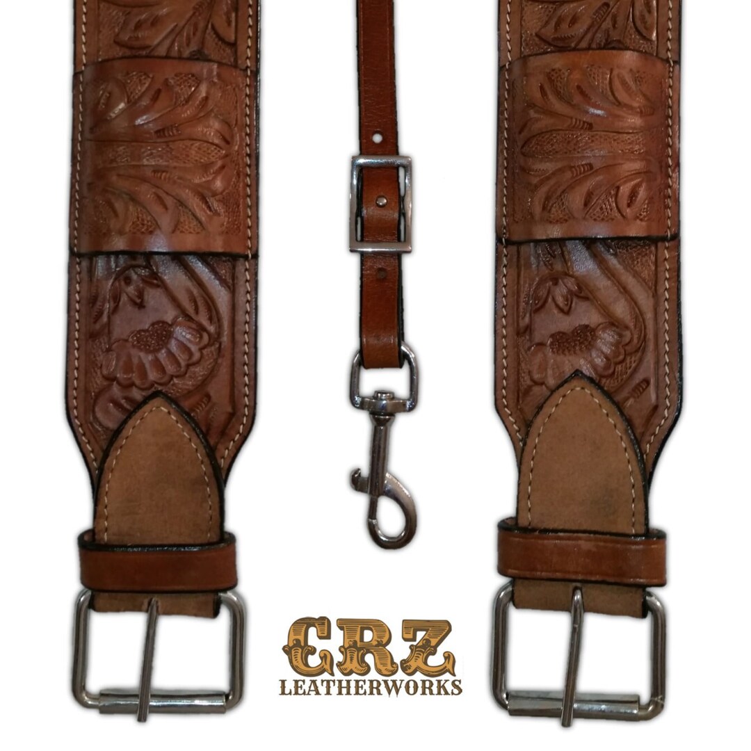 Western Leather Floral Tooled Carved Rear Cinch Back Girth Flank off ...