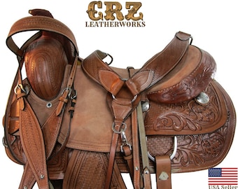 Western Leather Roping Ranch Saddle Horse Tack With Matching Tack Set ...
