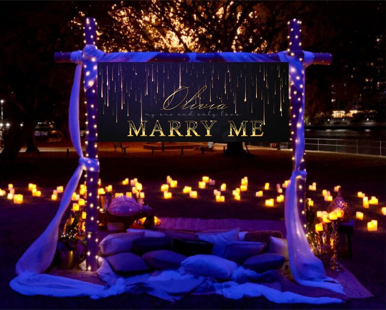 Personalized Marry Me Banner | Sparkling Purple Engagement Sign ...