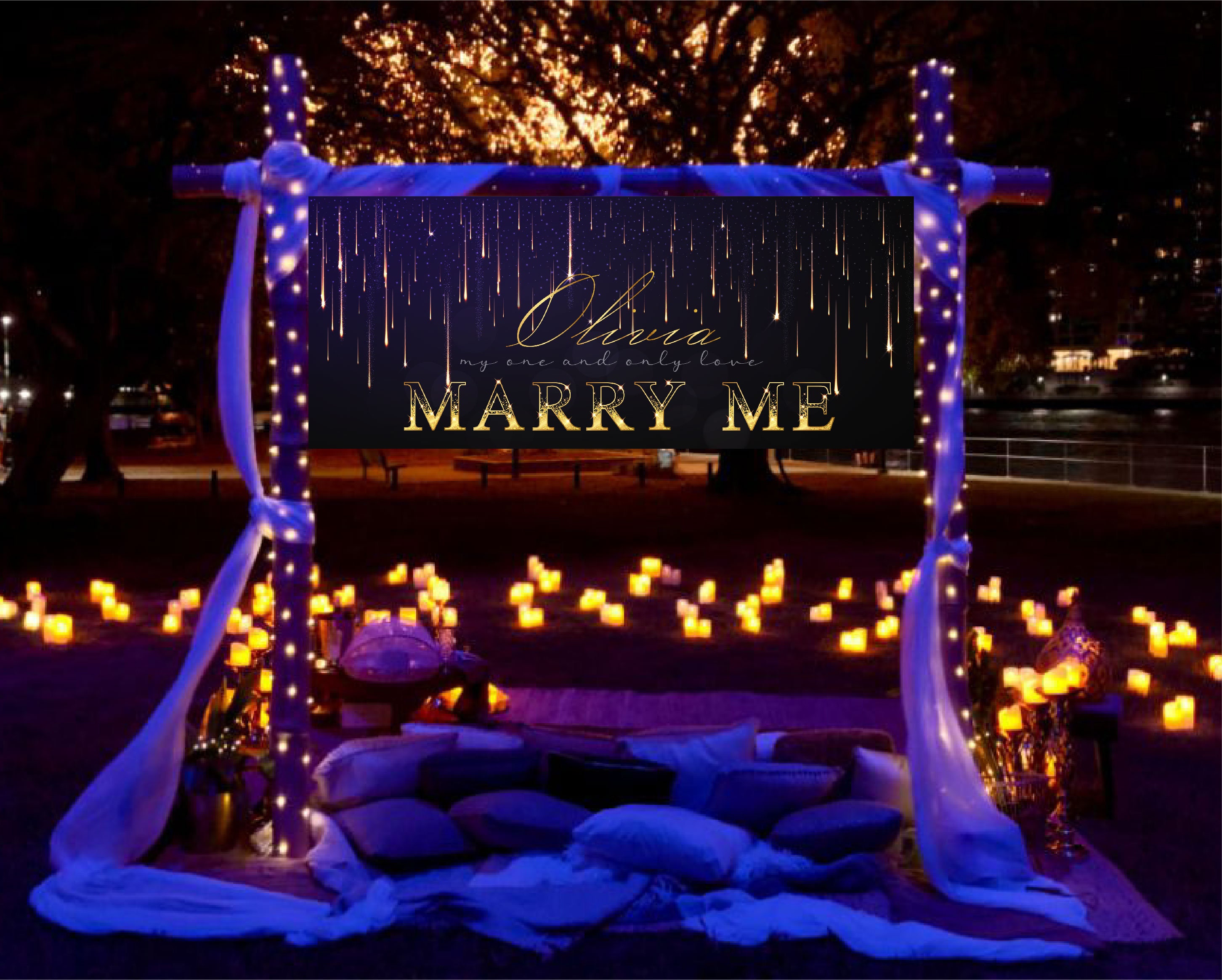 Personalized Marry Me Banner | Sparkling Purple Engagement Sign ...
