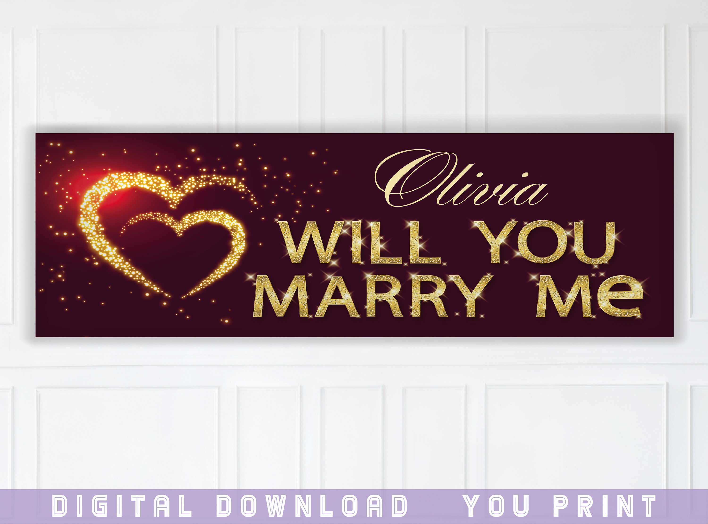 Will You Marry Me Banner Printable | Unique Personalized Engagement ...