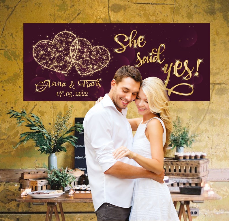 Custom She Said Yes Backdrop | Engagement Banner (digital File) - Etsy