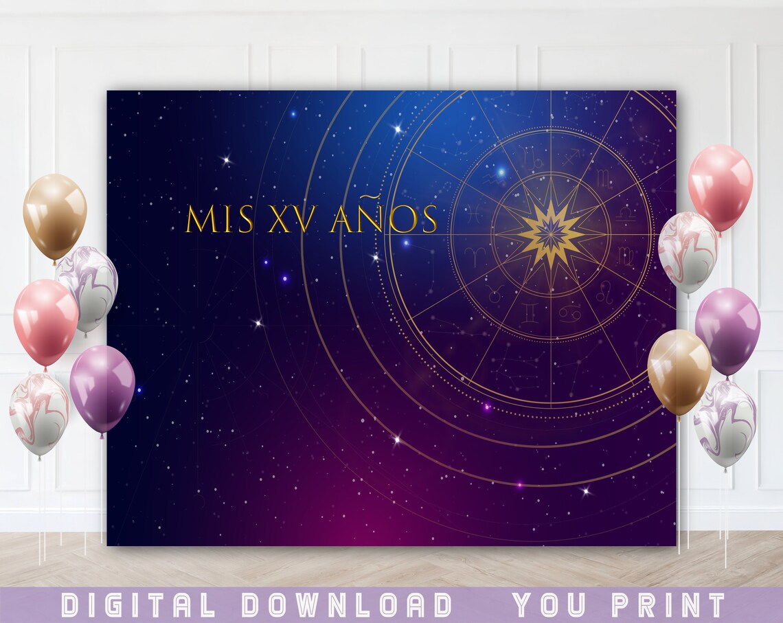 Custom Galaxy Backrop | Zodiac Wheel | Starry Night | Purple Astrology ...