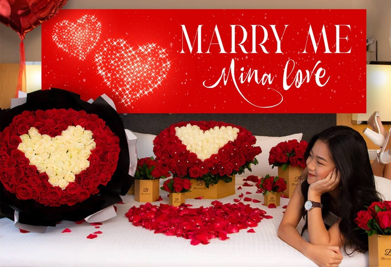 Will You Marry Me Banner Printable Unique Personalized Engagement Decor ...