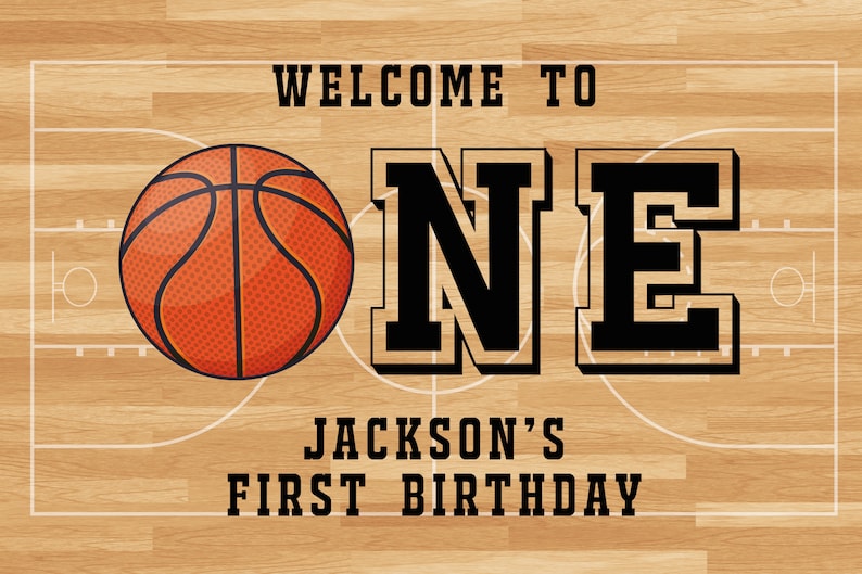 Basketball First Birthday Custom Backdrop Printable | Rookie of the ...