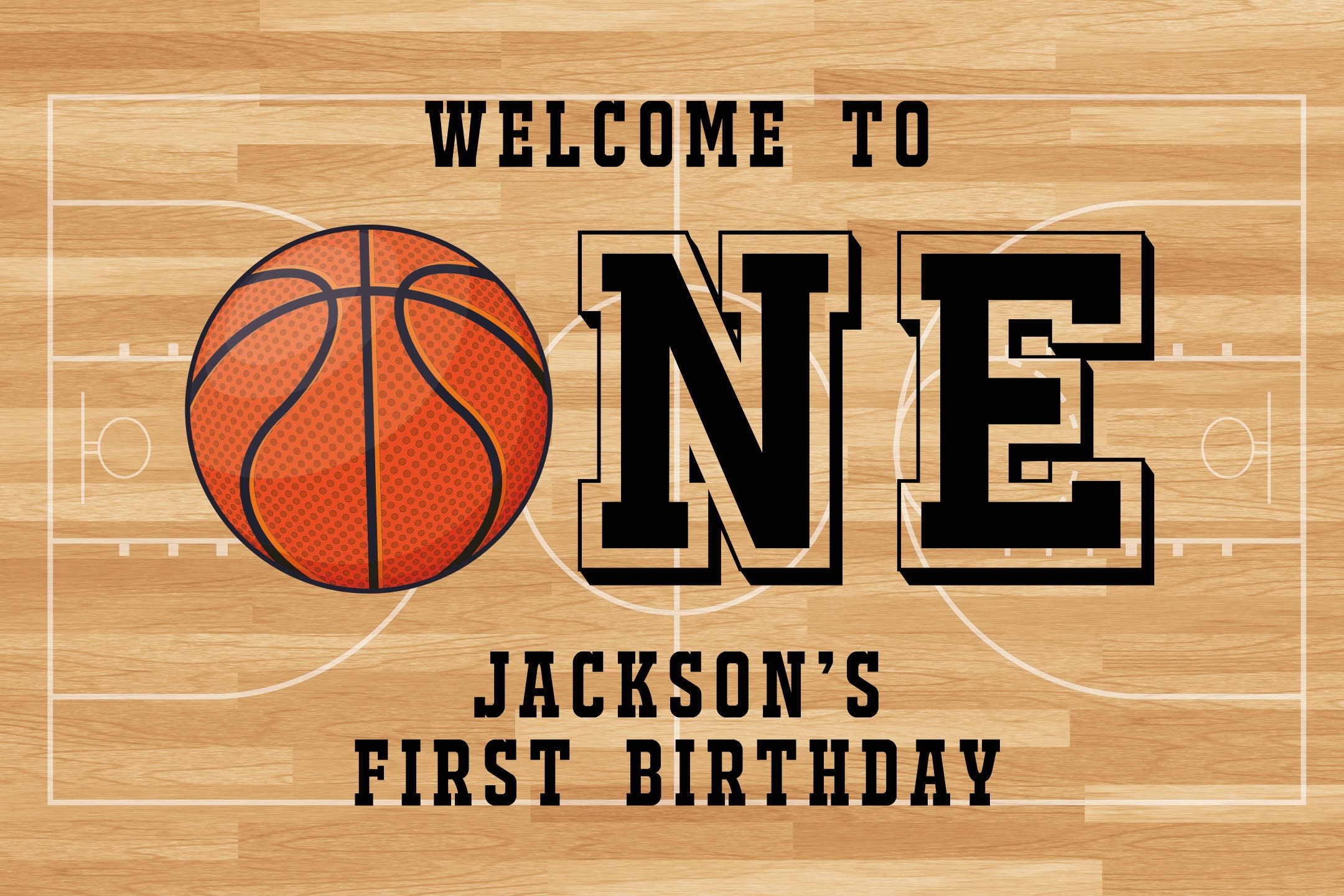 Custom Basketball First Birthday Backdrop | Sports Themed Party ...