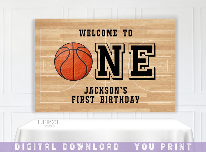 Basketball First Birthday Custom Backdrop Printable | Rookie of the ...