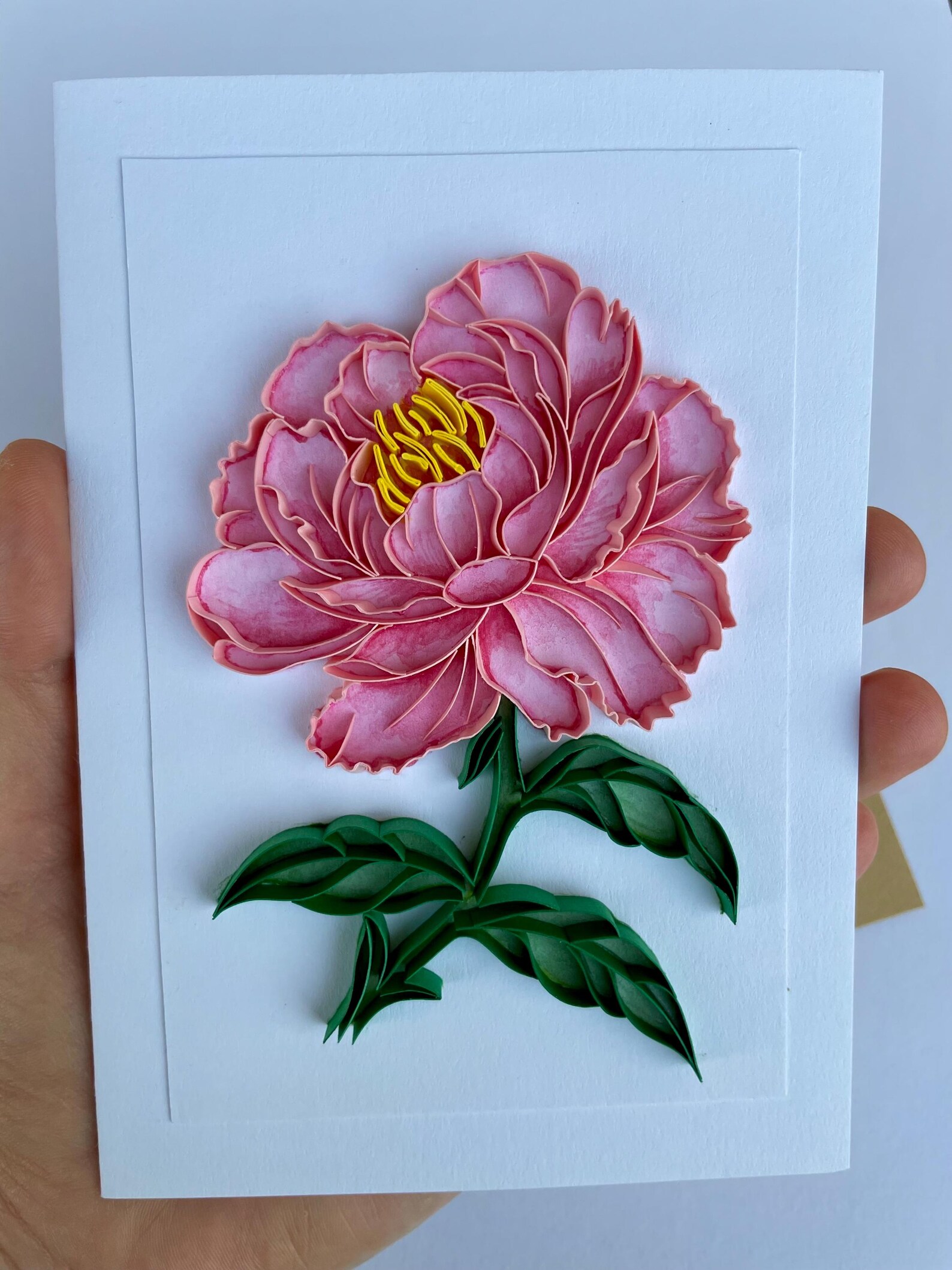 Pink Peony Card Handmade 3D Card Mother's Day Card Thank You Card ...