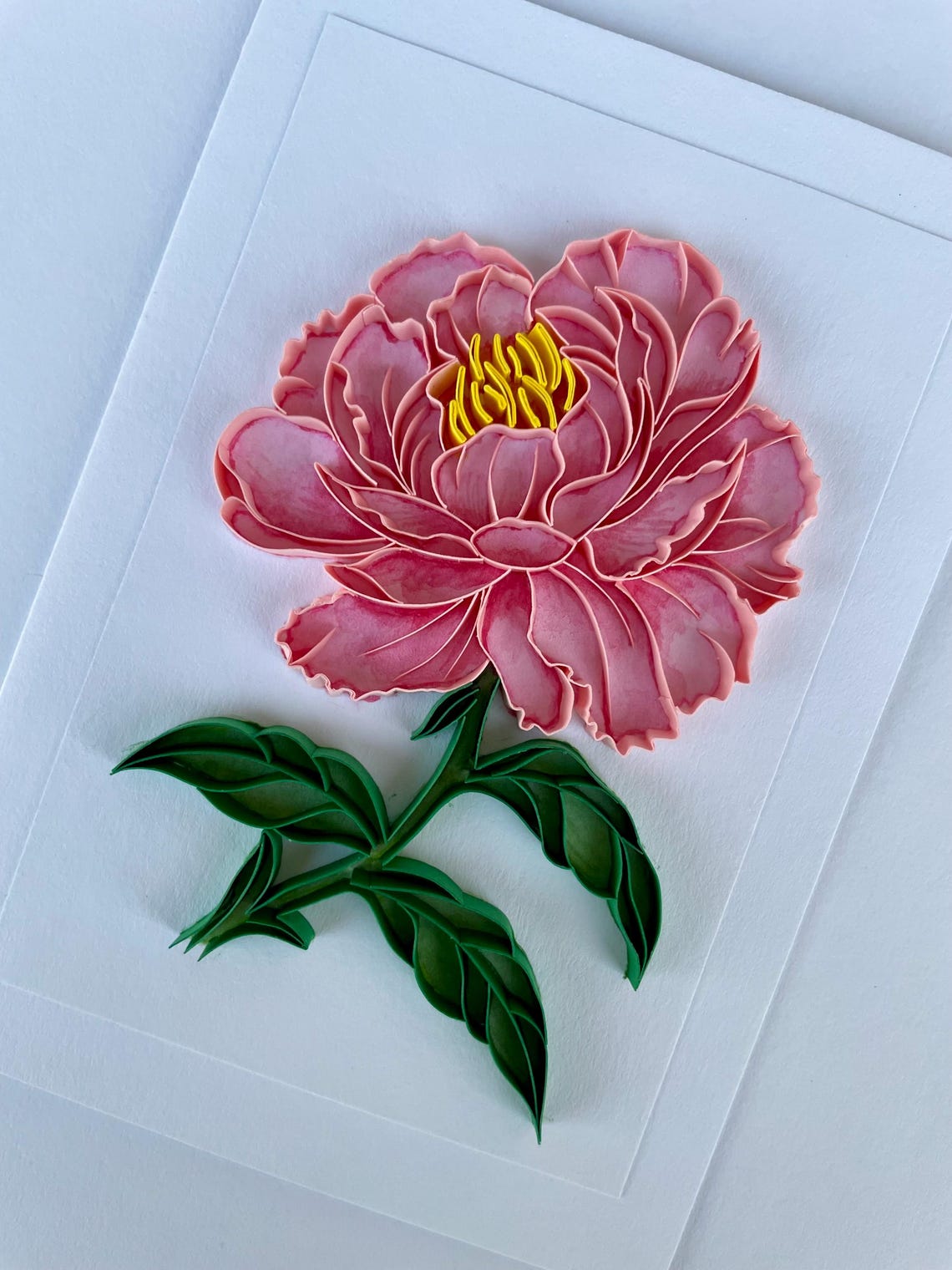 Pink Peony Card Handmade 3D Card Mother's Day Card Thank You Card ...
