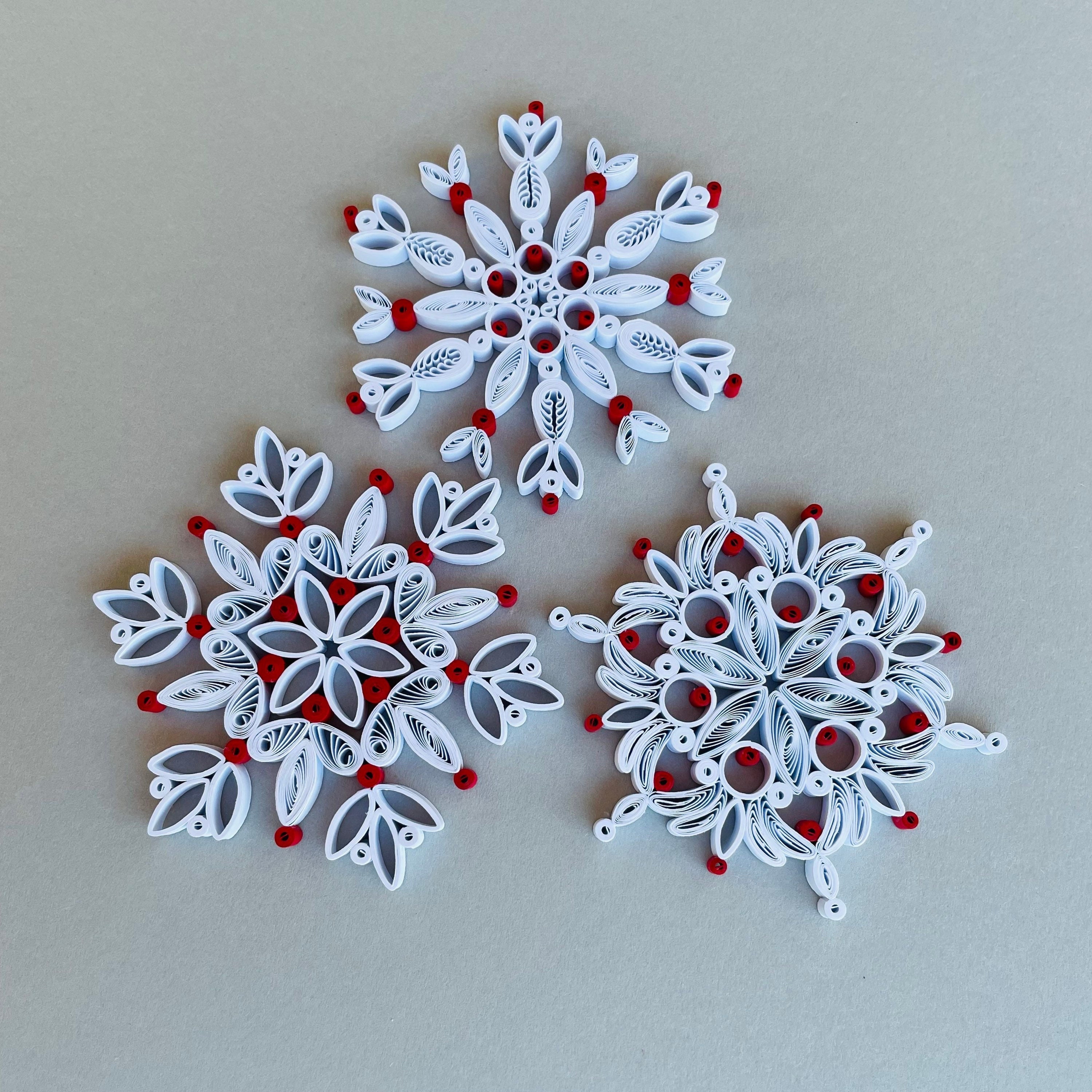 3 Quilled Snowflakes Paper Snowflake Quilled Ornament Snowflake