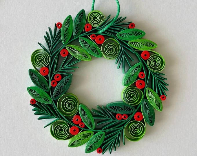 Christmas Wreath / Quilled Christmas Wreath / Paper Ornament / Quilling ...