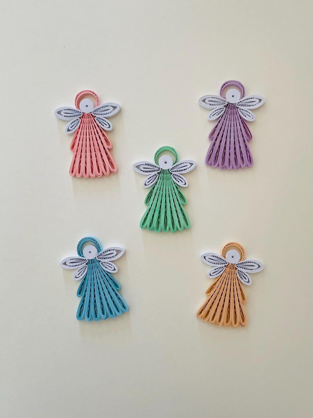 Set of 5 Angel Ornament - Quilled Ornament - Christmas Ornament ...