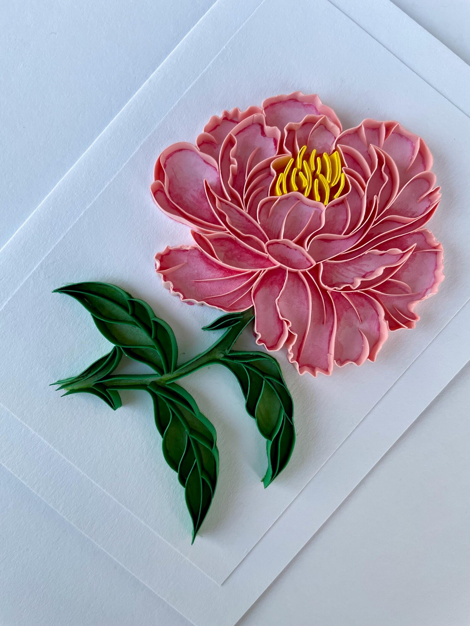 Pink Peony Card Handmade 3D Card Mother's Day Card Thank You Card ...