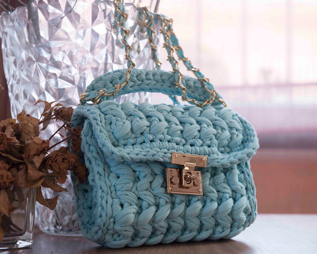 Summer Bag, Capri Bag, Shoulder Bag, Crossbody Bag, Cyan Bag, Crochet ...
