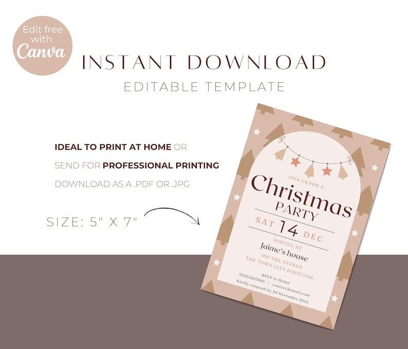 Christmas Party Invitation | Minimalist Holiday Invite Template ...