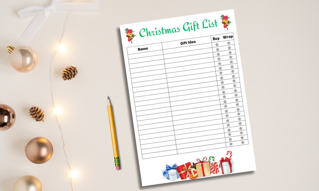 Christmas Wish List Planner, Gift List for Christmas, to Do List, A4 ...